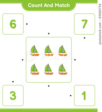 Count and match, count the number of Sailboat... - Stock Illustration ...