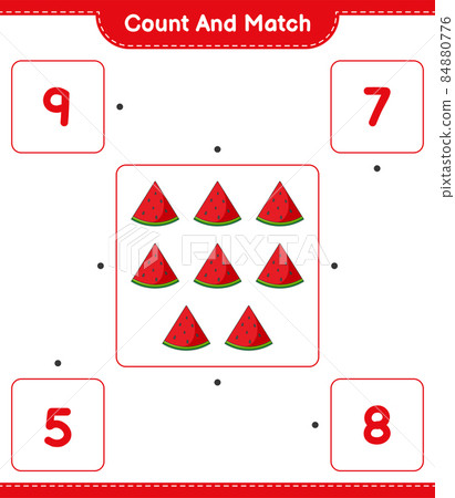 Count and match, count the number of Watermelon... - Stock Illustration ...