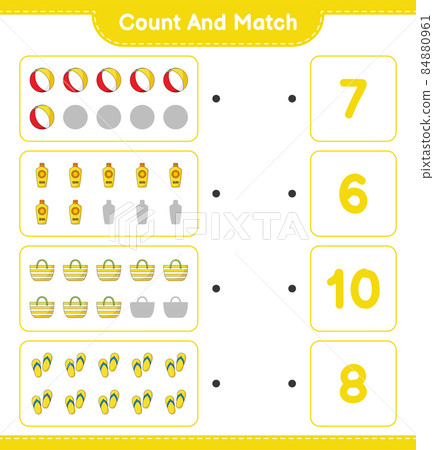 Count and match, count the number of Beach... - Stock Illustration ...