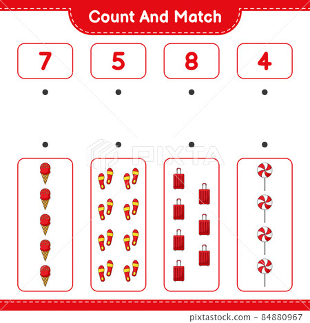 Count and match, count the number of Ice Cream,... - Stock Illustration ...