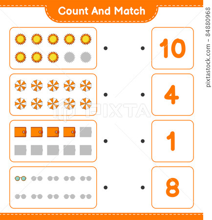 Count and match, count the number of Sun, Beach... - Stock Illustration ...