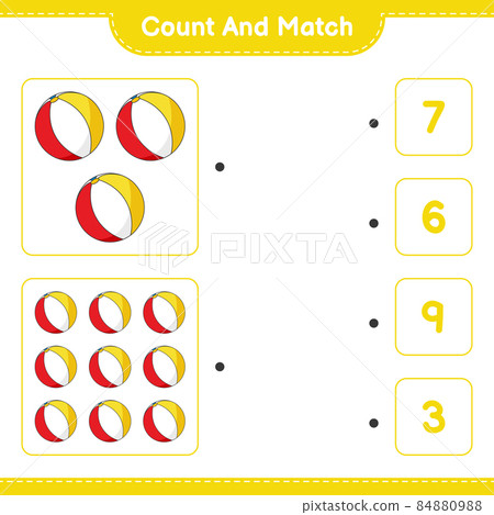 Count and match, count the number of Beach Ball... - Stock Illustration ...