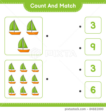 Count and match, count the number of Sailboat... - Stock Illustration ...