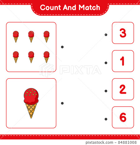 Count and match, count the number of Ice Cream... - Stock Illustration ...