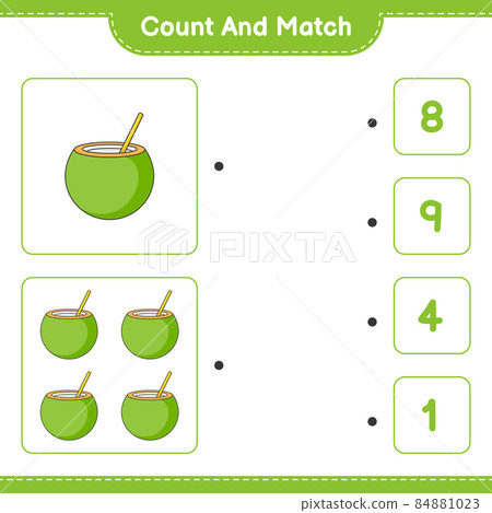 Count and match, count the number of Coconut... - Stock Illustration ...