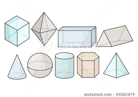 Set of 3d geometric figures for math class - Stock Illustration ...