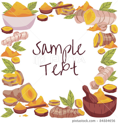 Turmeric or curcuma decorative banner or food... - Stock Illustration ...