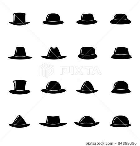 Collection of black hats, vector illustration - Stock Illustration ...