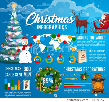 Christmas infographics with Xmas tree, Santa... - Stock Illustration ...
