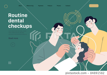 Routine dental checkups - medical insurance web... - Stock Illustration ...