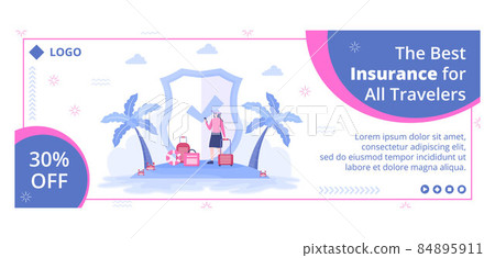 Travel Insurance Cover Template Flat Design... - Stock Illustration ...