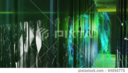Image of networks of connections over tech room... - Stock Illustration ...