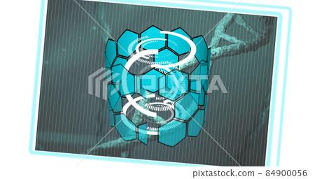Image of white circles and dna strand spinning...-插圖素材 [84900056] - PIXTA圖庫