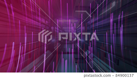 Image of light trails over digital tunnel - Stock Illustration ...