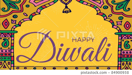 Happy diwali text amidst colorful creative... - Stock Illustration ...
