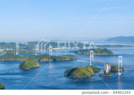 Imabari City, Ehime Prefecture, the clear sky... - Stock Photo ...