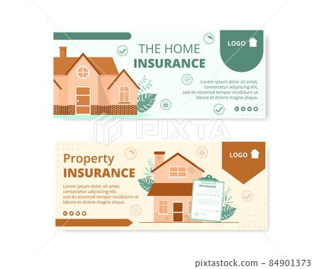 Property Insurance Banner Template Flat Design... - Stock Illustration ...