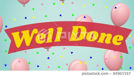 Vector image of well done text with confetti... - Stock Illustration ...