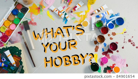 Composition of what's your hobby text with... - Stock Illustration ...