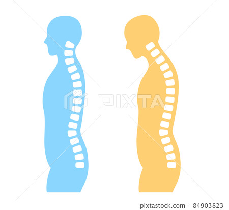 Posture illustration of stoop and spine - Stock Illustration [84903823 ...