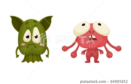 Cute monsters set. Cartoon mutants characters... - Stock Illustration ...