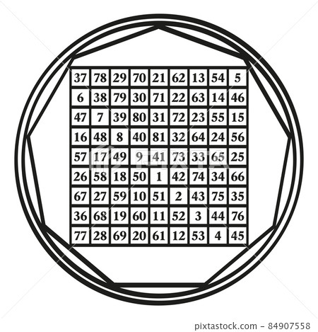 Order nine magic square, a symbol assigned to... - Stock Illustration ...