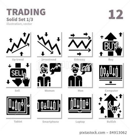 Trading icons set, Solid, vector and...-插圖素材 [84913062] - PIXTA圖庫