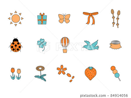 Flat and simple spring illustration set - Stock Illustration [84914056 ...