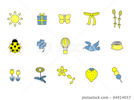 Flat and simple spring illustration set - Stock Illustration [84914057 ...