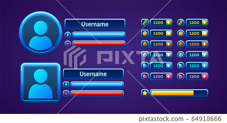 User profile ui game elements with avatars-插圖素材 [84918666] - PIXTA圖庫