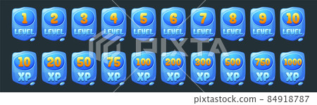 Set of water game level ui icons, blue banners - Stock Illustration ...