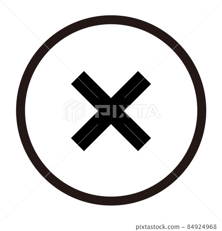 A simple round cross mark icon. Black and white... - Stock Illustration ...