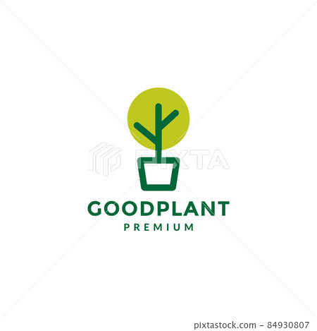 plant pot green line simple logo symbol icon... - Stock Illustration ...