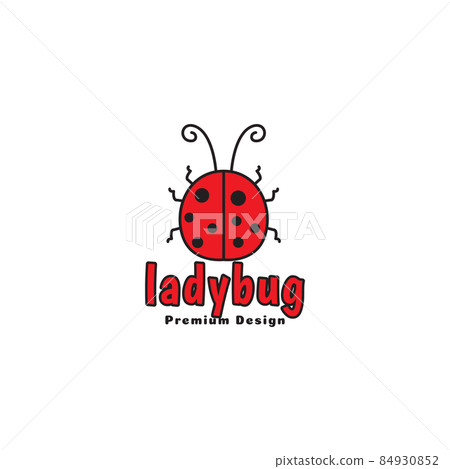 cute red black ladybug mascot logo symbol icon... - Stock Illustration ...