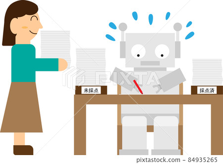 Image of a robot scoring an answer sheet - Stock Illustration [84935265 ...