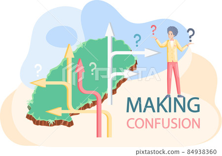Making confusion. Doubts person surrounded by... - Stock Illustration ...