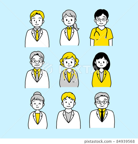 人物插畫素材：醫療領域的醫務工作者（男女前/上身）主線20s-高級-插圖素材 [84939568] - PIXTA圖庫