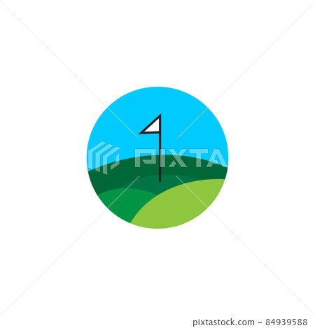 green hill with golf flag logo symbol icon...-插圖素材 [84939588] - PIXTA圖庫