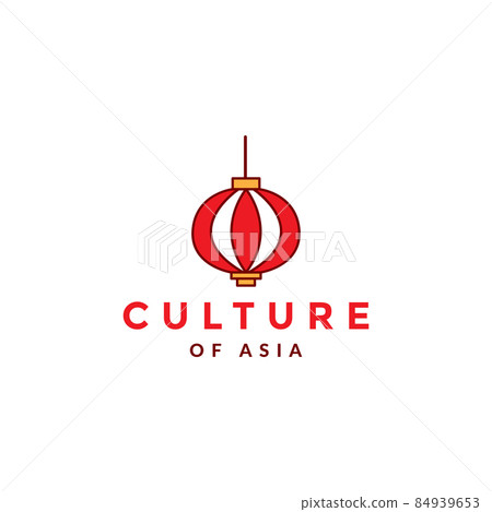 red colorful lantern asian culture logo symbol... - Stock Illustration ...