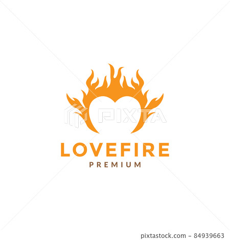 love shape with fire logo symbol icon vector... - Stock Illustration ...
