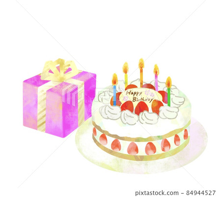 Birthday cake and gifts - Stock Illustration [84944527] - PIXTA