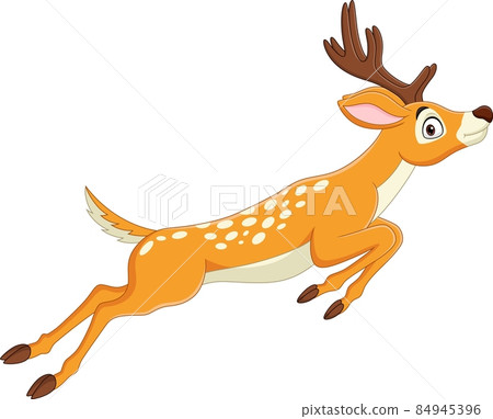 Cartoon funny deer jumping on white background - Stock Illustration ...