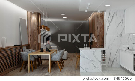 Loft modern interior . Modern apartment house... - Stock Illustration ...