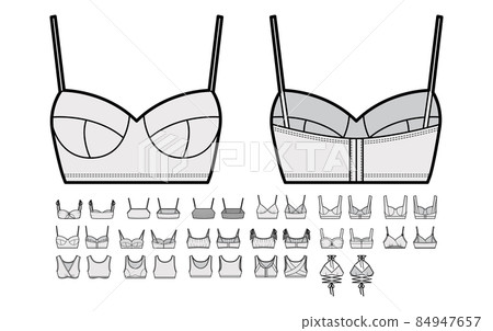 Bra lingerie technical fashion illustration... - Stock Illustration ...