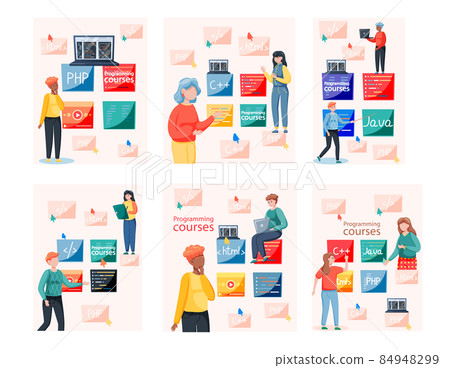 Programming courses online education, coding... - Stock Illustration ...