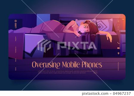 Overusing mobile phones, Internet addiction banner-插圖素材 [84967237 ...