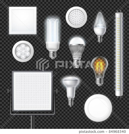 Led Lamps Realistic Transparent Set - Stock Illustration [84968340] - PIXTA