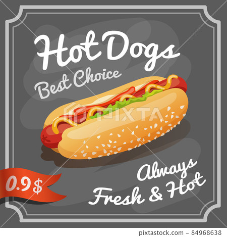 Hot Dog Poster - Stock Illustration [84968638] - PIXTA