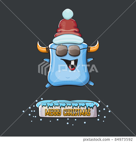 Vector cartoon funky blue monster with Santa...-插圖素材 [84973592] - PIXTA圖庫