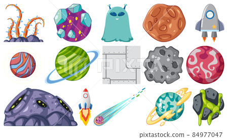 Isolated fantasy space game objects and... - Stock Illustration ...